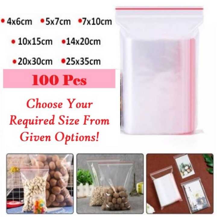 100pcs/pack Resealable Zip Lock Bags Self Seal Clear Plastic Ziplock ...