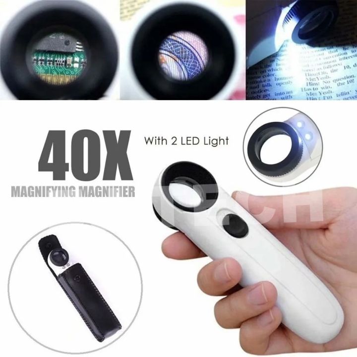 Portable 40X 21MM Hand-Hold Magnifier (Exclamation Mark Type) with Two ...