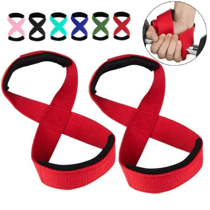 Padded Figure 8 Deadlift Weight Lifting Wrist Straps Power Lifters ...