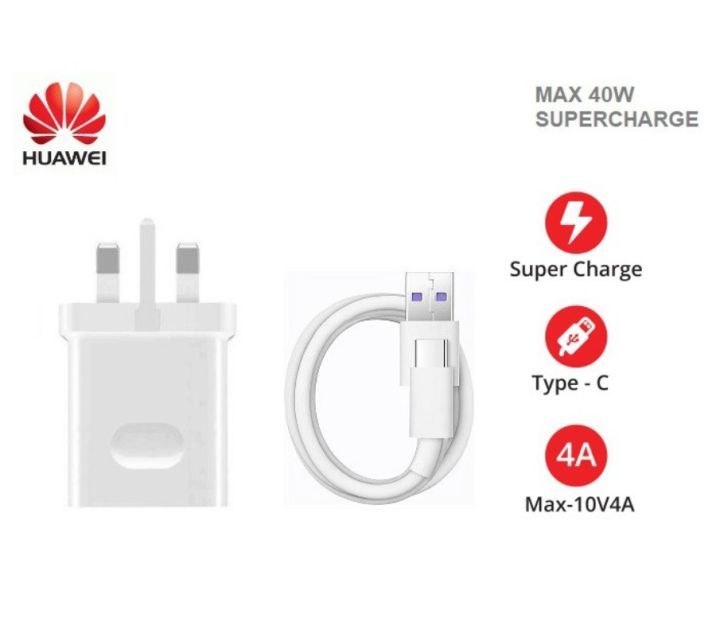 Official Huawei SuperCharge USB-C Charger, Max 40 W, Mains Powered USB ...