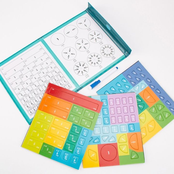102 Pcs/set Rainbow Magnetic Fraction Cubes Book Children Learning ...