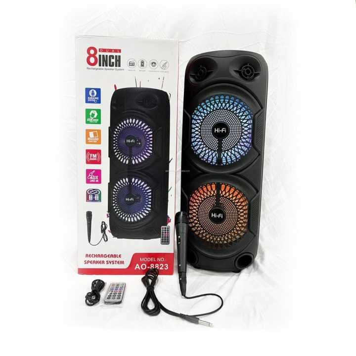 Dual 8 Inch Round Floor Active Portable Home Theater System DJ Party ...