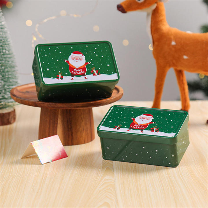 Tinplate Christmas Tin Box Reusable Red Color Santa Claus Design Cookie ...