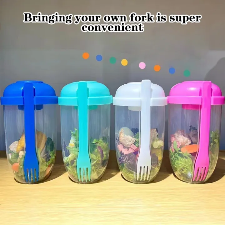 Breakfast Salad Cups Oatmeal Cereal Nut Yogurt Container Set With Fork ...