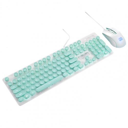 【New Trend】Portable Retro Wired Gaming Computer Keyboard Mouse Kit with Keycap Mechanical ...