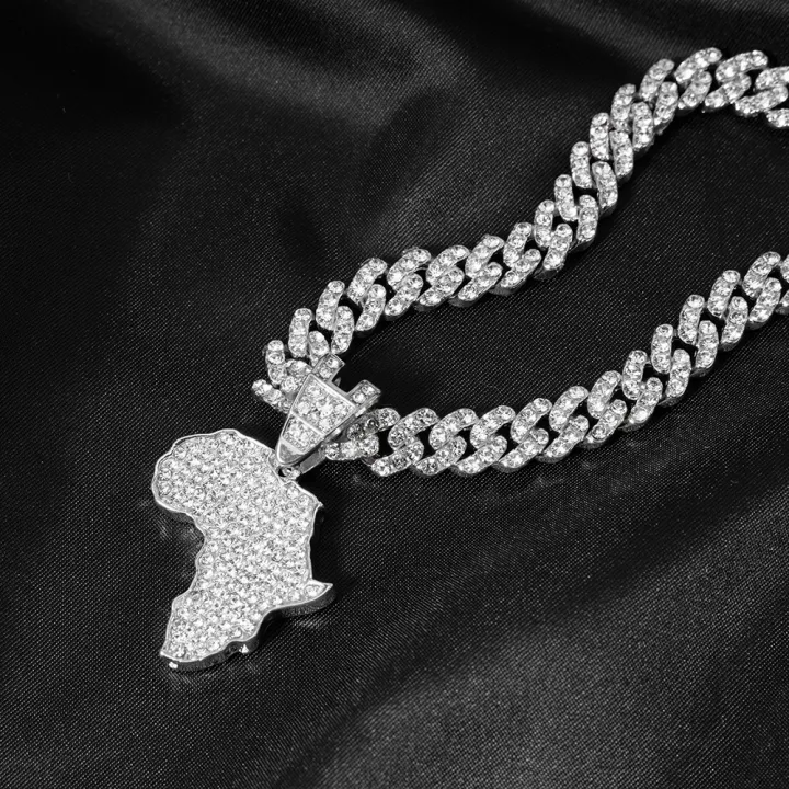 【Limited Time Offer】Hip Hop Personality Full Diamond Africa Map Pendant ...