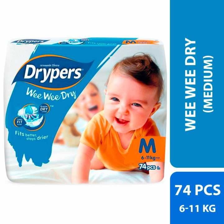 Drypers Wee Wee Dry Disposable Baby Diapers Medium 74 Pcs | Daraz.lk