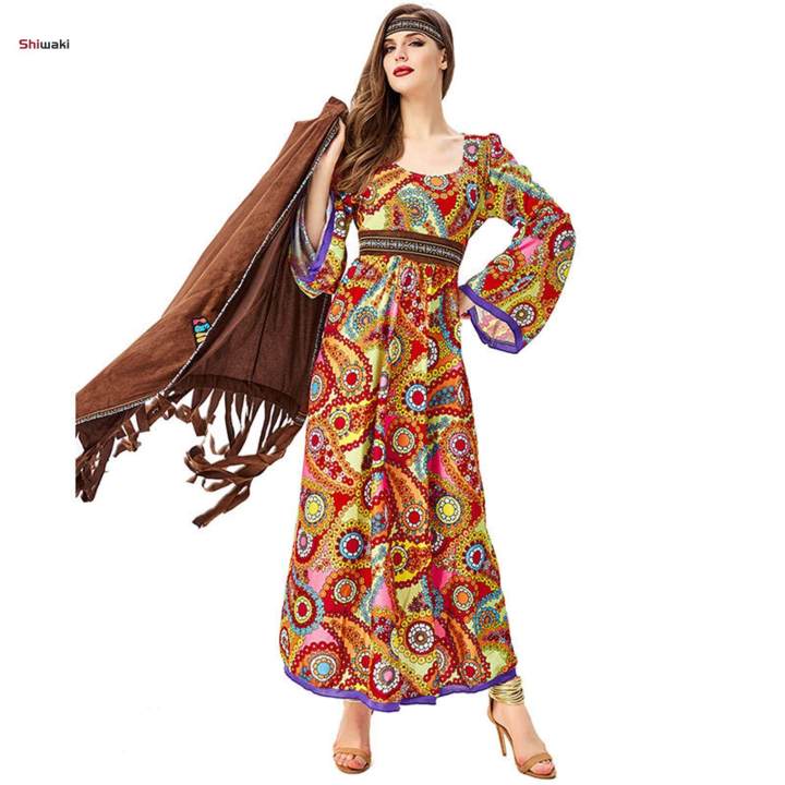 Hippie Costume Women Girls 60S 70S Disco Outfit for Halloween Disco ...