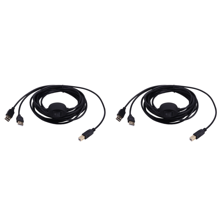 Kqueebee 2X 2 in 1 Printer Cable USB A to B Male to Male Printer Cable ...