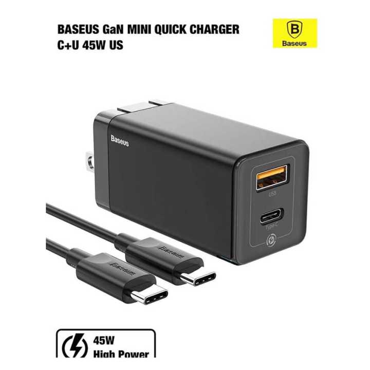 Baseus 45W 2 Port GaN PD 3.0 Wall Charger Quick Charger | Daraz.lk