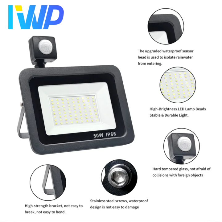 Motion Sensor LED Floodlight AC220V Outdoor IP66 Waterproof Reflector LED Spotlight 10W 20W 30W ...