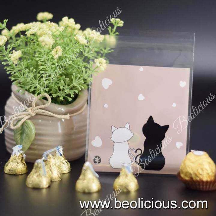 100pcs Couple Cats Kuih Raya Packaging Cookies Wrapper Plastic Bag or ...