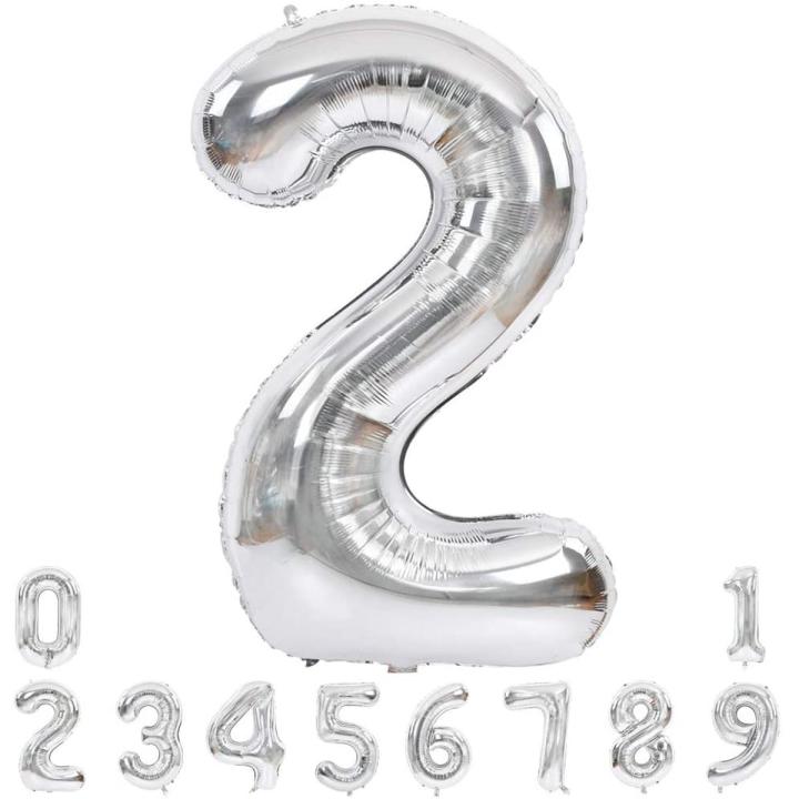 80CM / 32 inch GIANT SILVER foil Number BALLOONS, Birthday Party ...