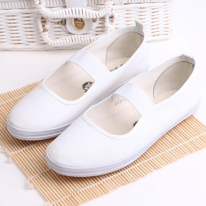 【ALLGOOD】Women's White Dancing Shoes Soft Bottom Gymnastics Exercise ...
