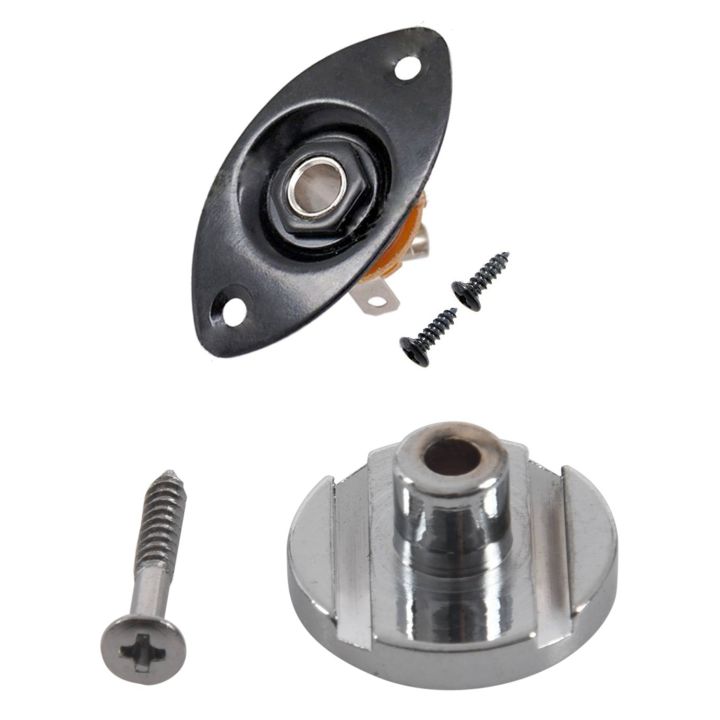 2 Pcs Accessories: 1 Pcs 30 Oval Indented Guitar Jack Plate + Socket ...