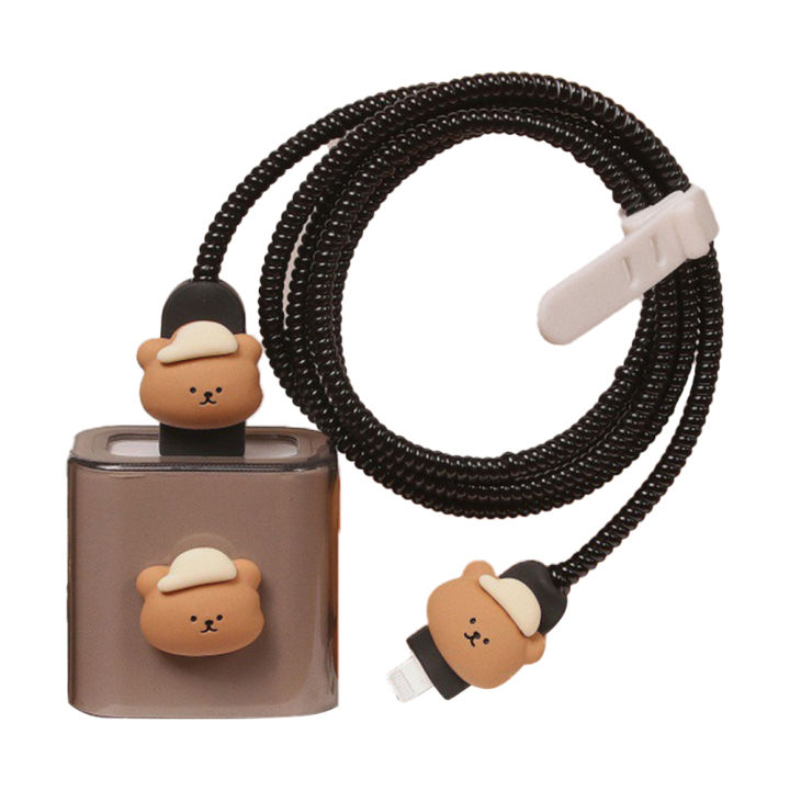 Cute Cartoon Bear Cable Protector Cover For Apple Iphone 18w/20w Fast ...