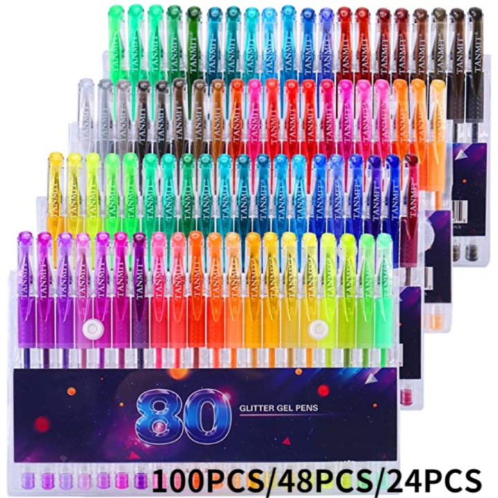 Glitter Pen Glitter Gel Pen Set 24/48/100 Colors Neon Marker Pens For ...