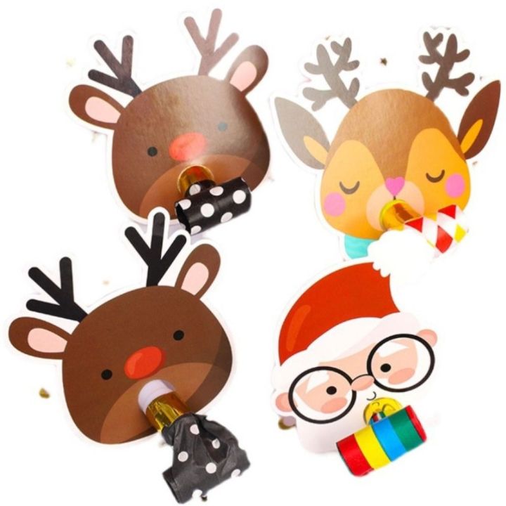 4 Pcs Blower Blowout Horn Santa Claus Party Blowout Horn Elk deer Clown ...