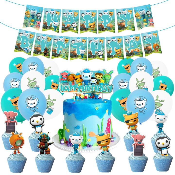 The Octonauts Theme Birthday Party Supplies Birthday Banner Cake Topper ...