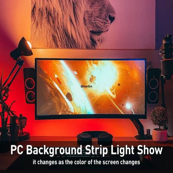 RGBIC LED Strips Immersive TV PC Background Light Strip HDTV Computer ...