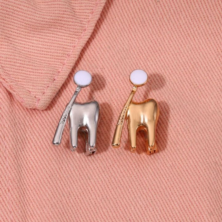Funny Zinc Alloy Tooth Shape Brooch Geometric Dentist Nurse Pins Pin ...