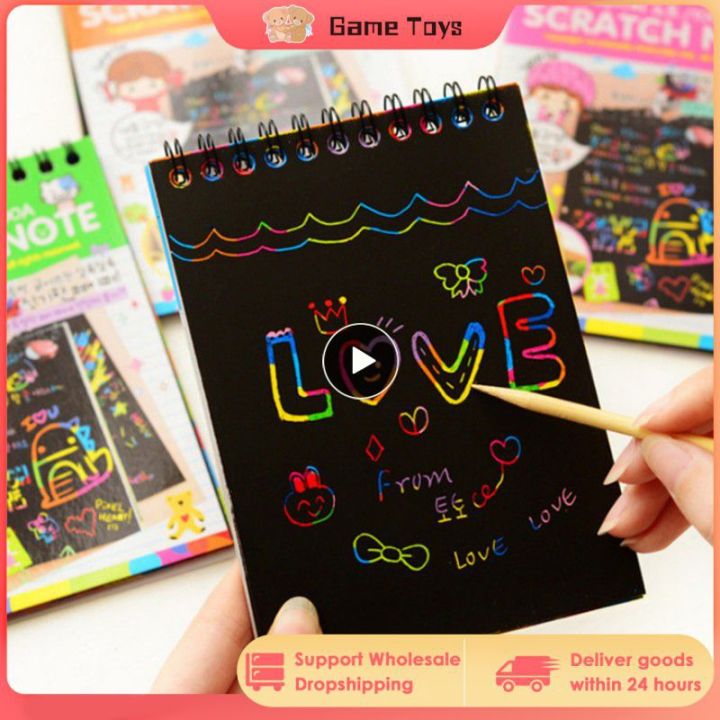 Drawing Scratch Notes Magic Painting Paper DIY Coil Graffiti Coloring ...