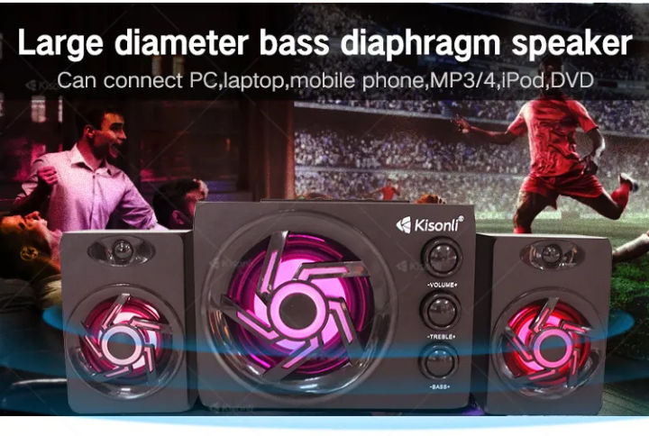 Kisonli - TM-8000A AC Power 2.1 Home Theater Speaker Bluetooth Speaker 2.1 Colorful Light Hifi ...