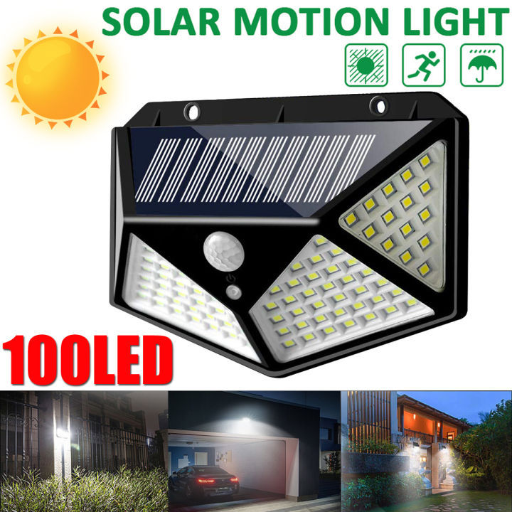 Solar Sensor Light Outdoor 100 LED Solar Power Wall Light Motion Sensor ...