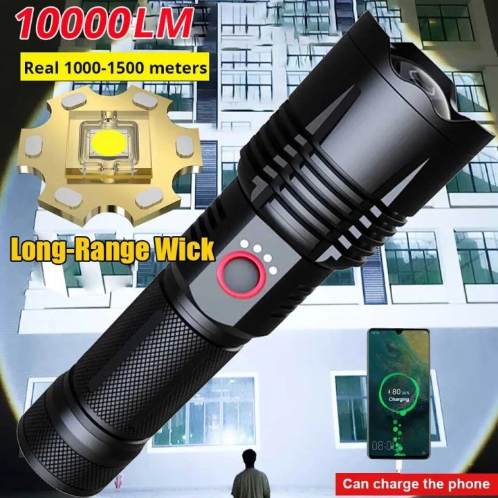 30W Most Powerful Long Range LED Flashlight Tactical USB Rechargeable ...