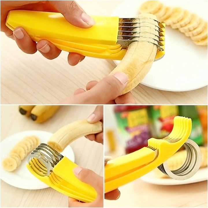 Banana Slicer,ABS + Stainless Steel Fruit and Vegetable Salad Peeler ...