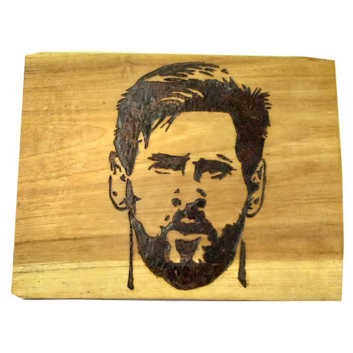 Wood Burned Portrait lionel messi pyrography art Wall Art Wooden Wall ...