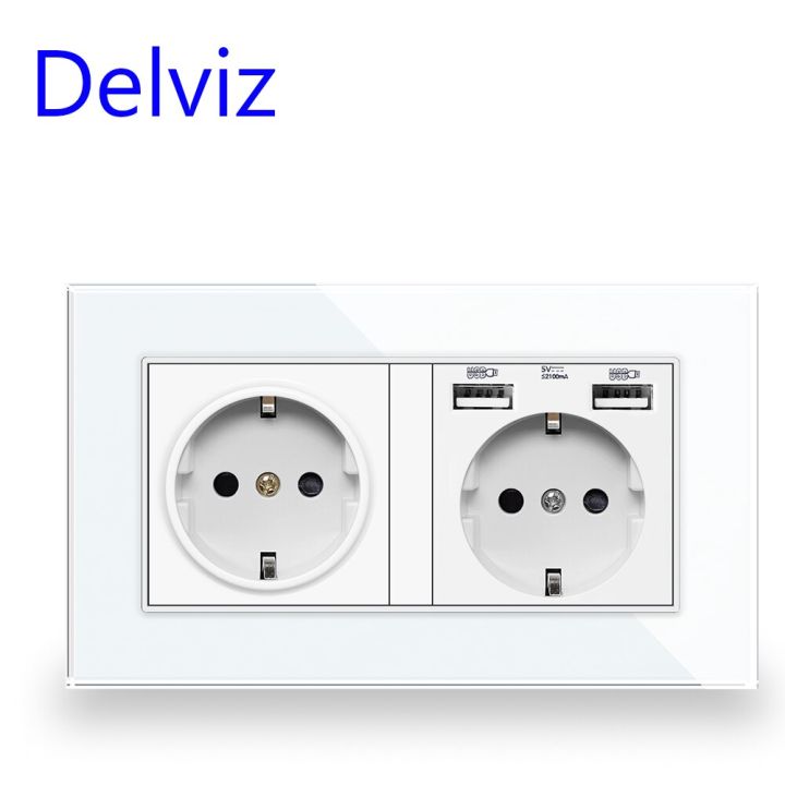 Double Outlet With USB, Tempered Crystal 5V 2A USB charging AC 110V ...