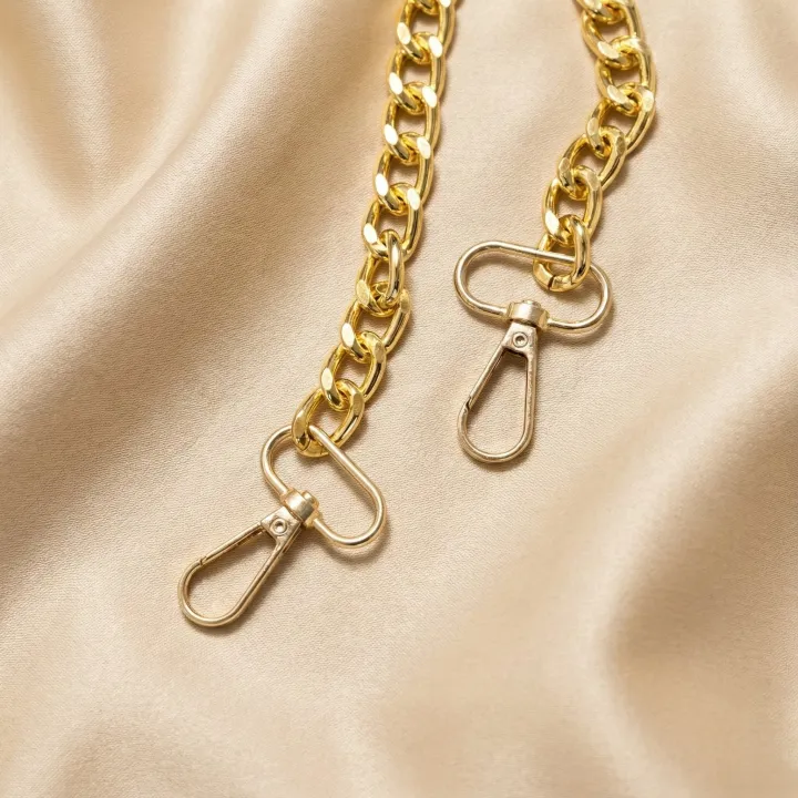 40-140cm Gold-Tone Metal Bag Chain | 8mm Flat Link Chain for Bag Making ...