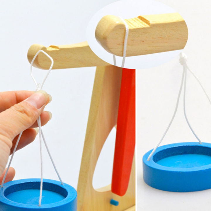 CGearuppt Funny Wooden Balance Scale with 6 Weights Toy Weighing Scale ...