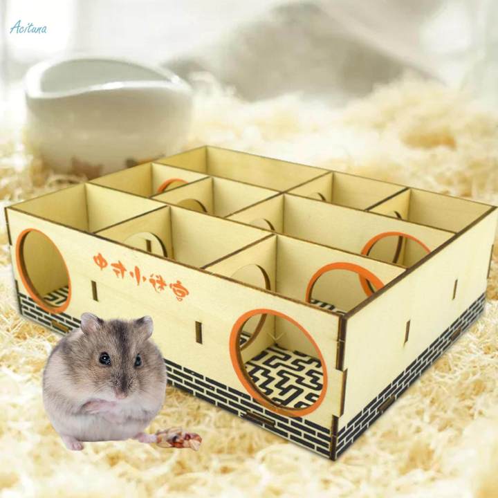 Hamster Maze Small Pet Guinea Pigs Multi Chamber Wood Hamster Maze ...