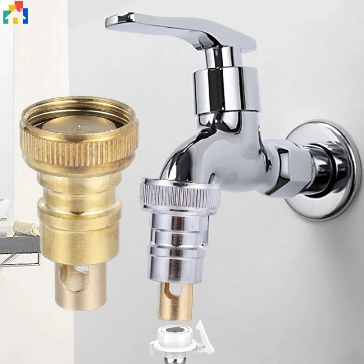 Copper Plug Faucet Adapter Washing Machine Snap-on Automatic Water Stop ...