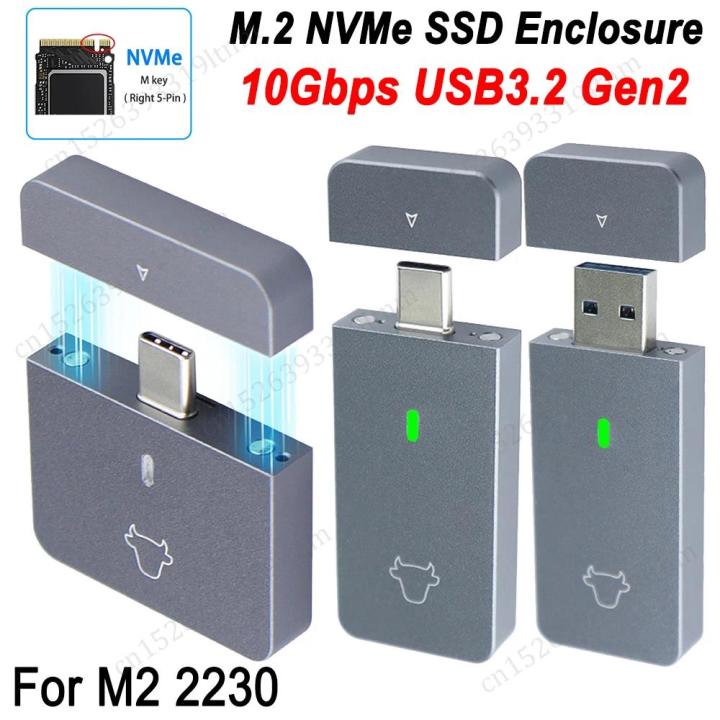 M.2 NVMe 2230 SSD Enclosure Case USB A USB C Adapter 10Gbps USB3.2 Gen2 ...