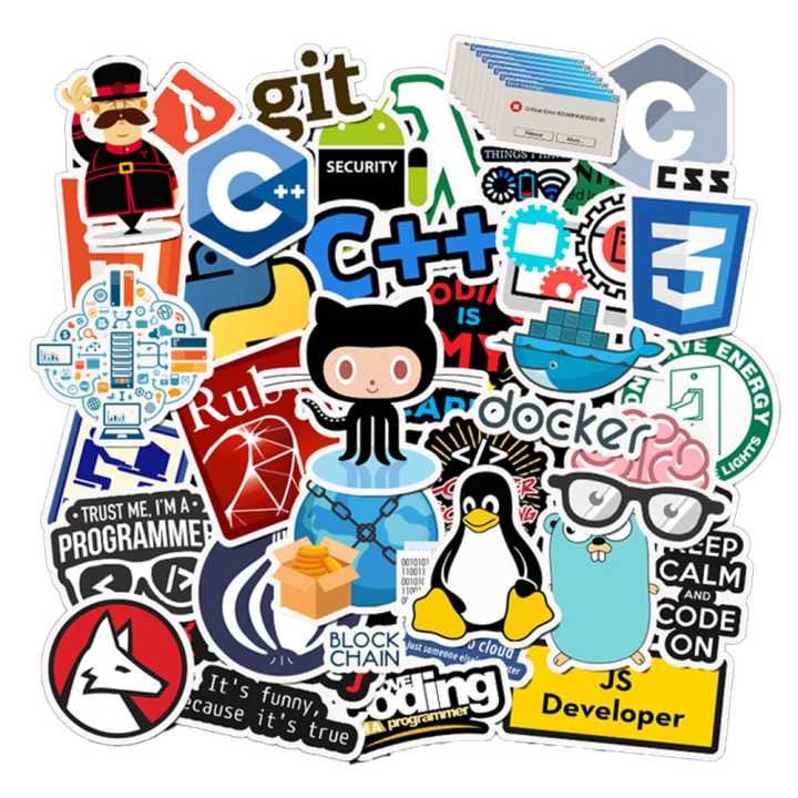 50pcs Programmer Internet Java Stickers Geek Php Docker Html Bitcoin Programming Language