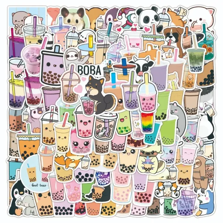 10/30/50/100pcs Bubble Tea Kawaii Stickers Aesthetic Decorative Water ...