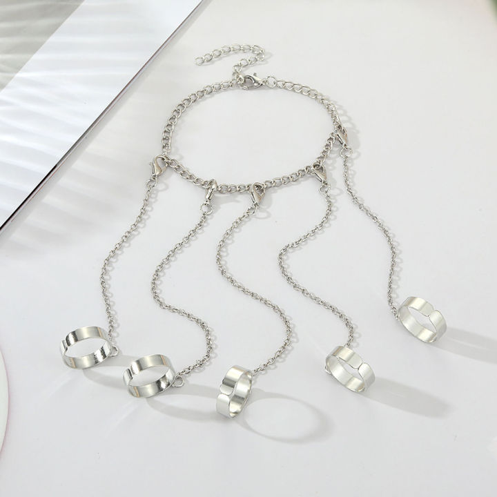 Bangle Finger Chain Polishing Men Ring Wrist Bracelet Set | Daraz.lk