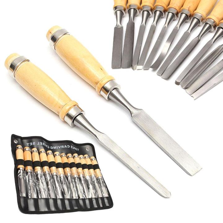 12Pcs Wood Carving Hand Chisel Tool Set Woodworking Professional Gouges ...