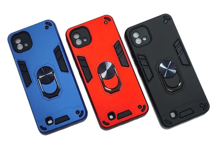 REALME C20 & C11 2021 Hard Silicone Armour Back Cover with Finger Ring ...