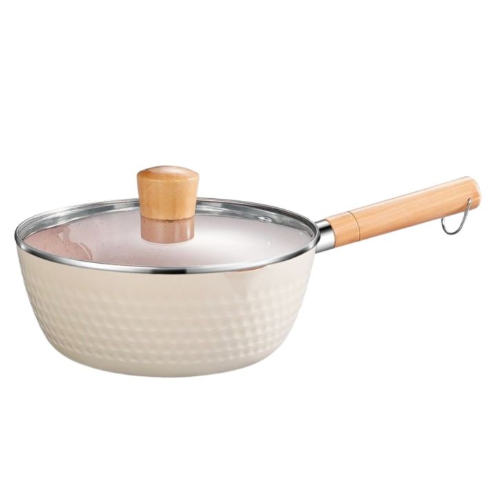 Durable Stainless Steel Saucepan with Lid 18/20/22cm Wooden Handle ...