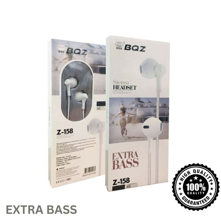 BQZ Z-158 Stereo Headset Extra Bass Wired Earphone 3.5mm With Volume Control & Microphone | Daraz.lk