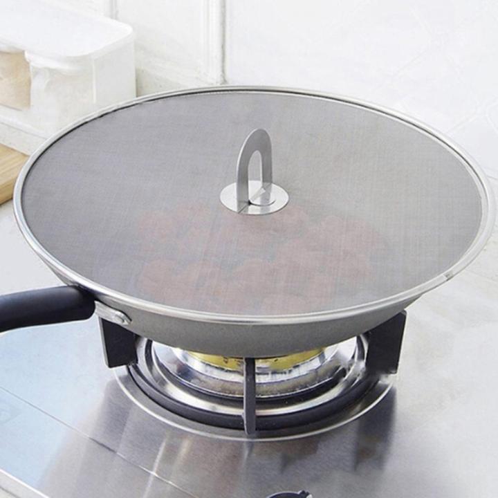Stainless Steel Splatter Screen Mesh Pot Lid Cover Silver Frying Pan ...