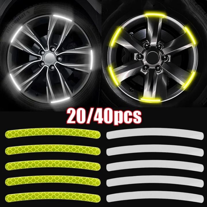 20/40 s Car Wheel Reflective Stickers Tire Hub Safety Warning Strips ...