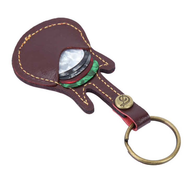 Portable Leather Brass Guitar Pick Bag Sleeve Holder Including ...