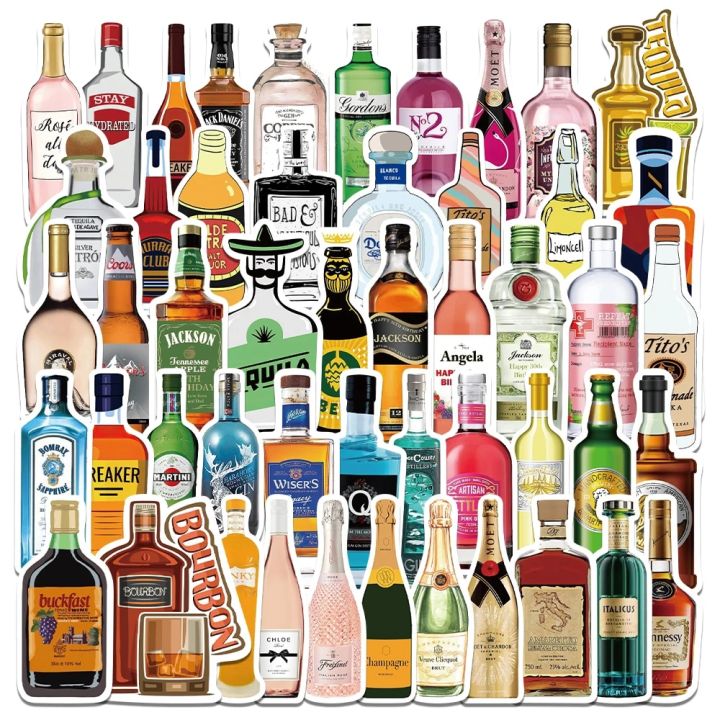 10/50PCS Interesting Alcohol Stickers for Laptop Helmet Suitcase Fridge ...