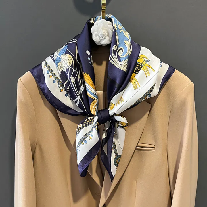 Luxury vintage chain Brand Silk Scarf Square Women Shawls And Wraps ...