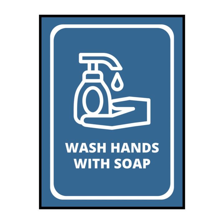 Wash Hands With Soap Sign Board - 15cm X 21cm | Daraz.lk